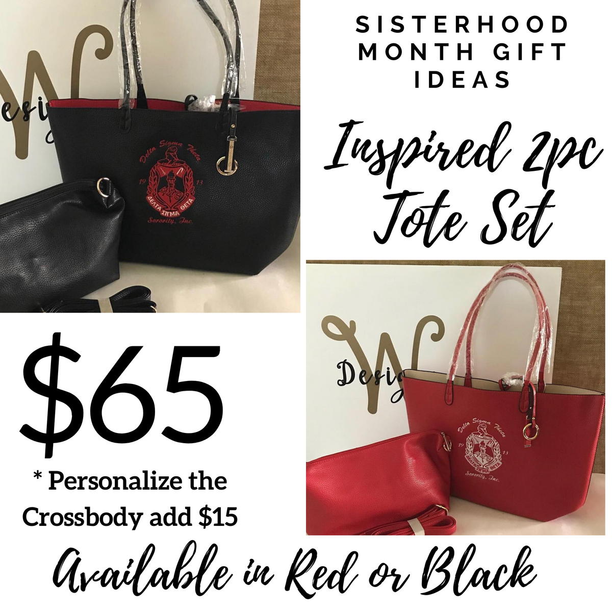 Delta Sigma Theta DST Inspired 2pc Tote Set – Washington Designs